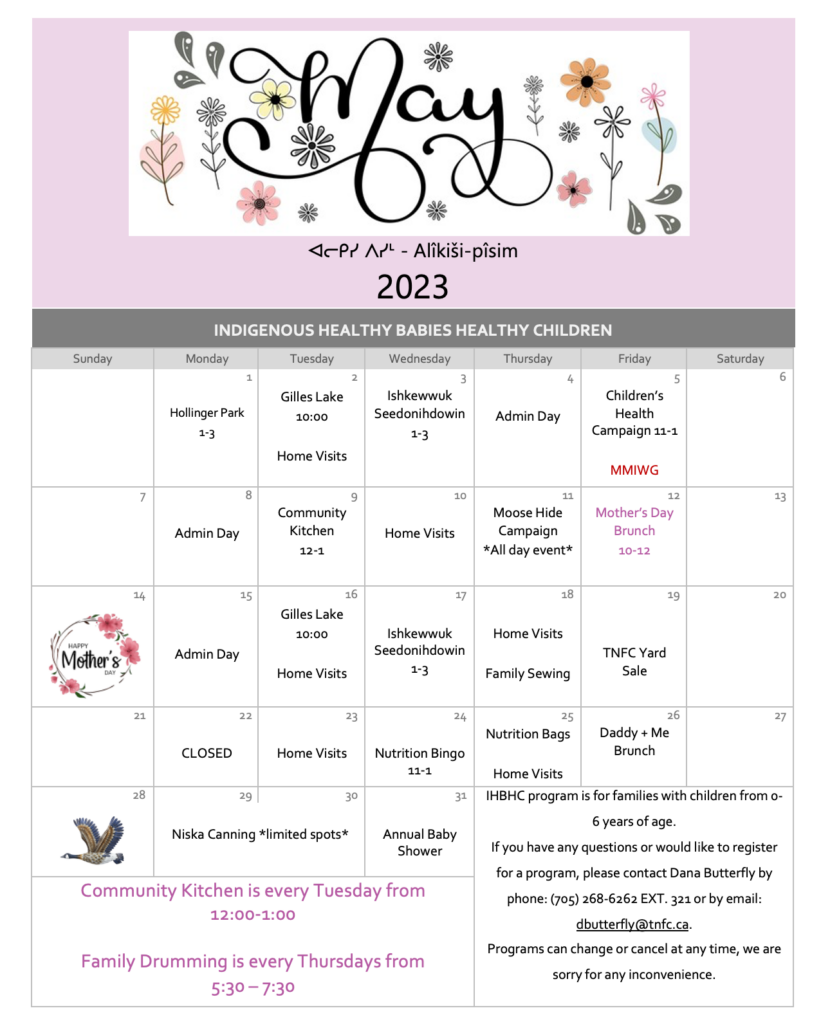 Program Calendars – Timmins Native Friendship Centre