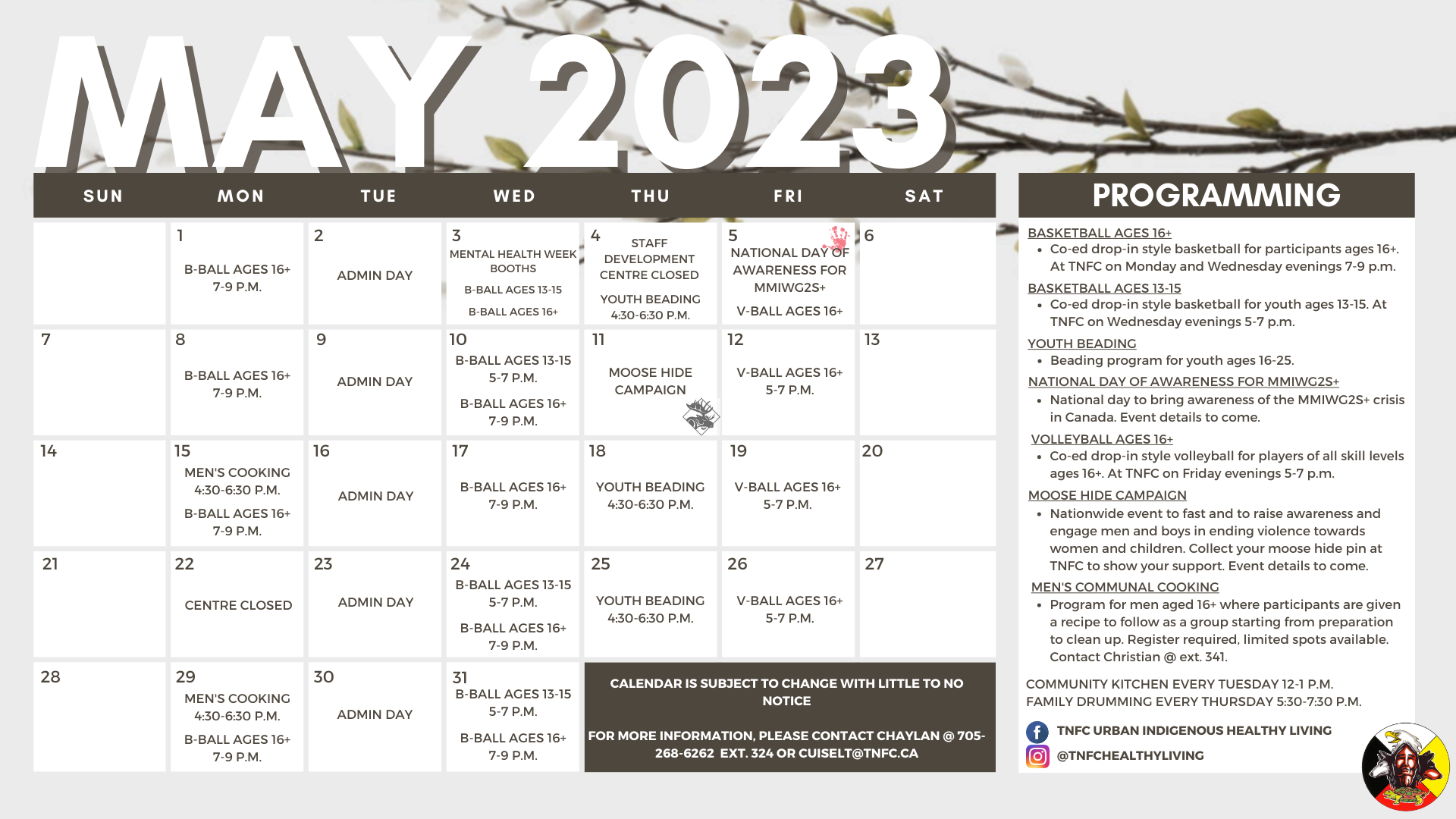 Program Calendars – Timmins Native Friendship Centre