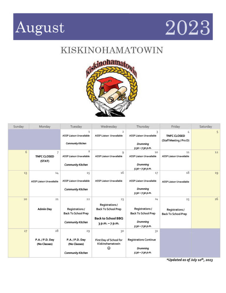 Program Calendars – Timmins Native Friendship Centre