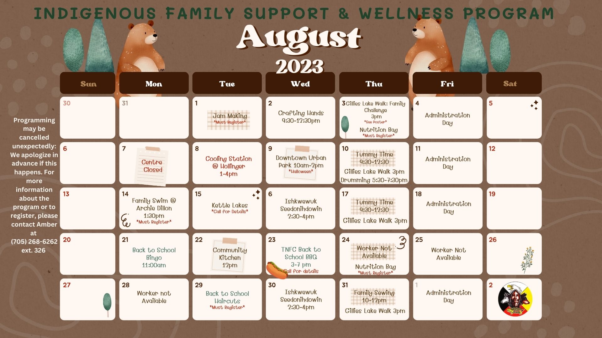 Program Calendars – Timmins Native Friendship Centre