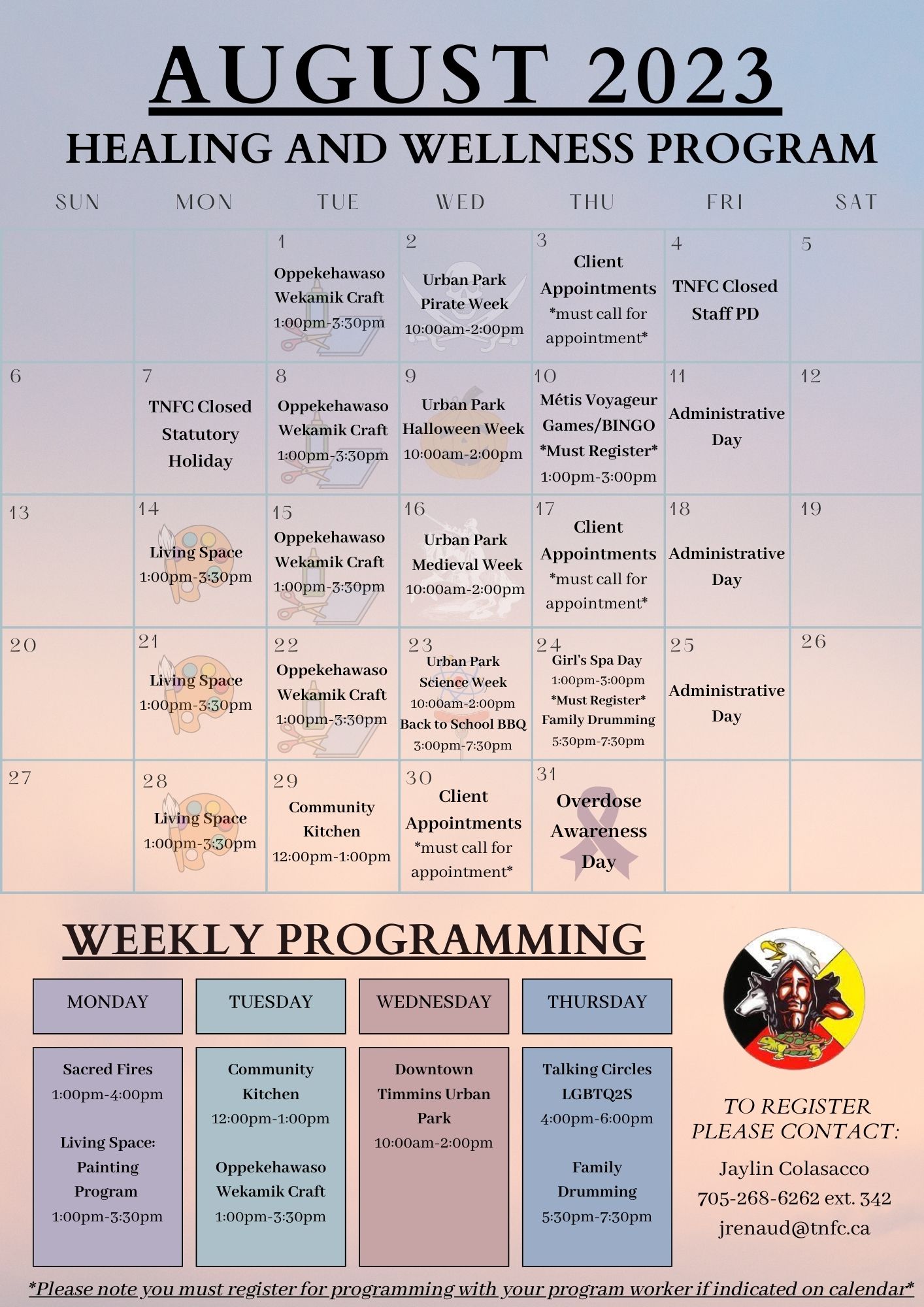Program Calendars – Timmins Native Friendship Centre