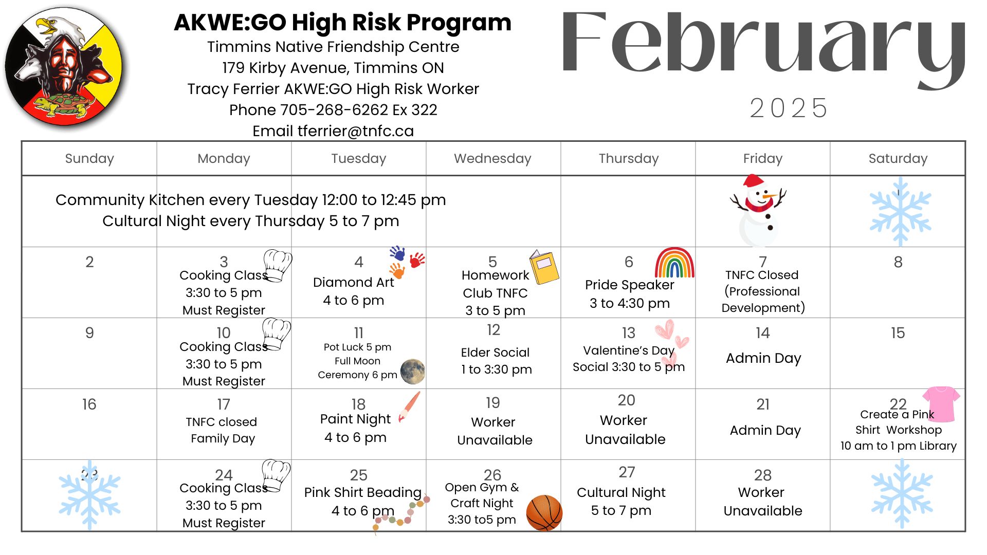 Program Calendars – Timmins Native Friendship Centre