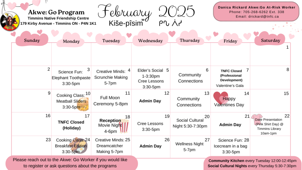 Program Calendars – Timmins Native Friendship Centre